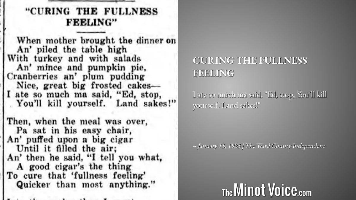On This Day | Curing the Fullness Feeling – TheMinotVoice.com