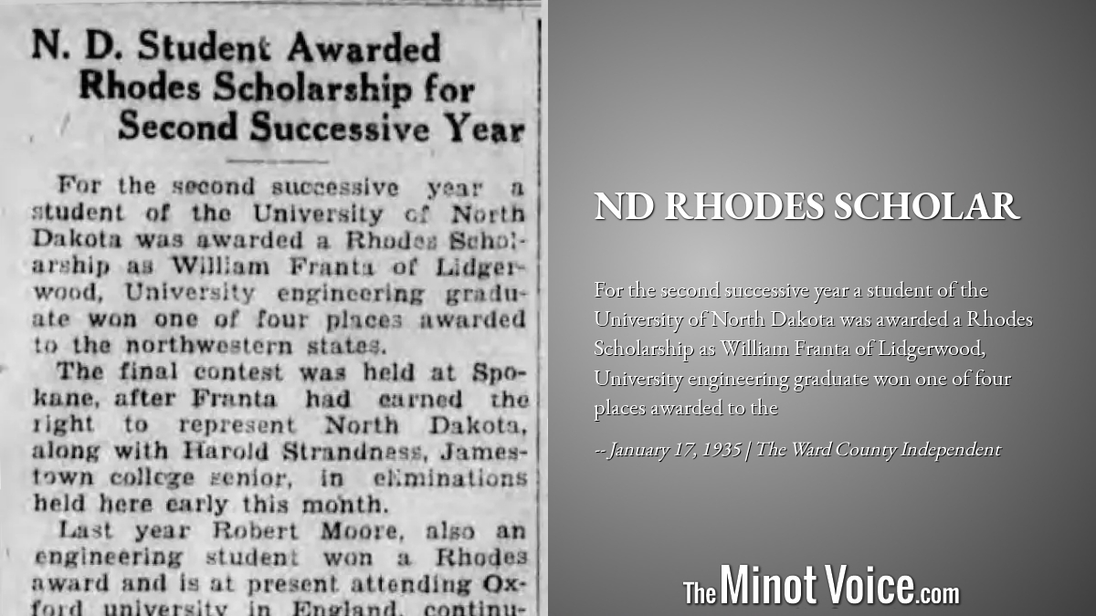 On This Day | ND Rhodes Scholar – TheMinotVoice.com