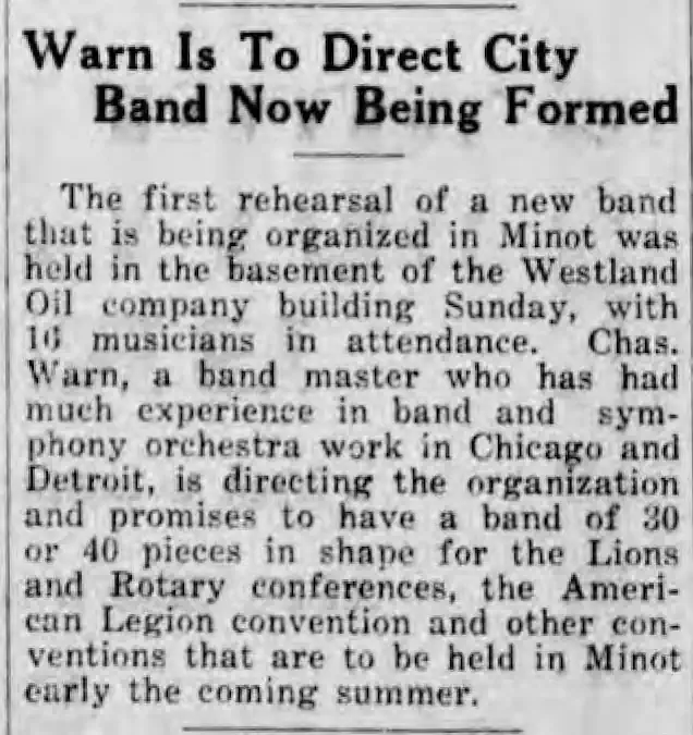 On This Day | City Band Forming Up – TheMinotVoice.com