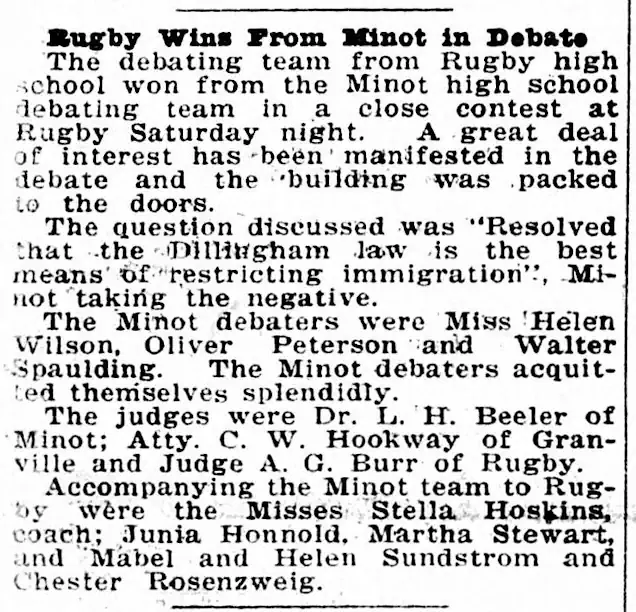 On This Day | Rugby Wins Debate – TheMinotVoice.com