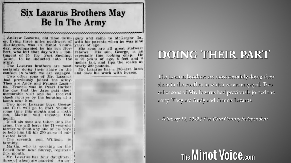 On This Day | Doing Their Part – TheMinotVoice.com