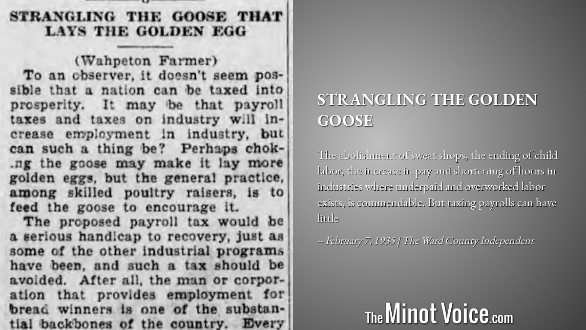 On This Day | Strangling the Golden Goose – TheMinotVoice.com
