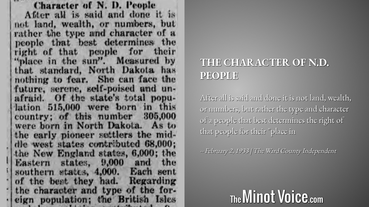 On This Day | The Character of N.D. People – TheMinotVoice.com