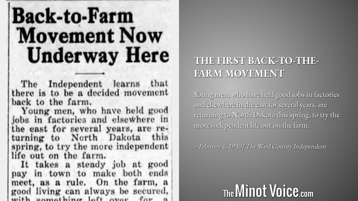 On This Day | The First Back-to-the-Farm Movement – TheMinotVoice.com