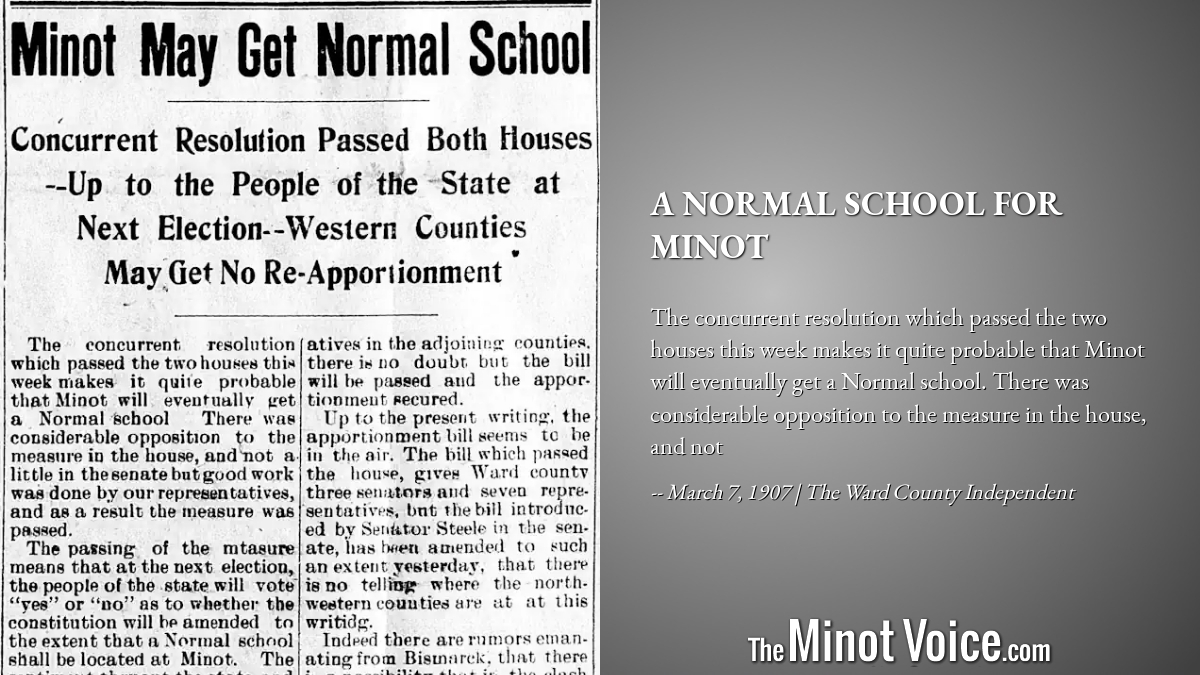 On This Day | A Normal School for Minot – TheMinotVoice.com