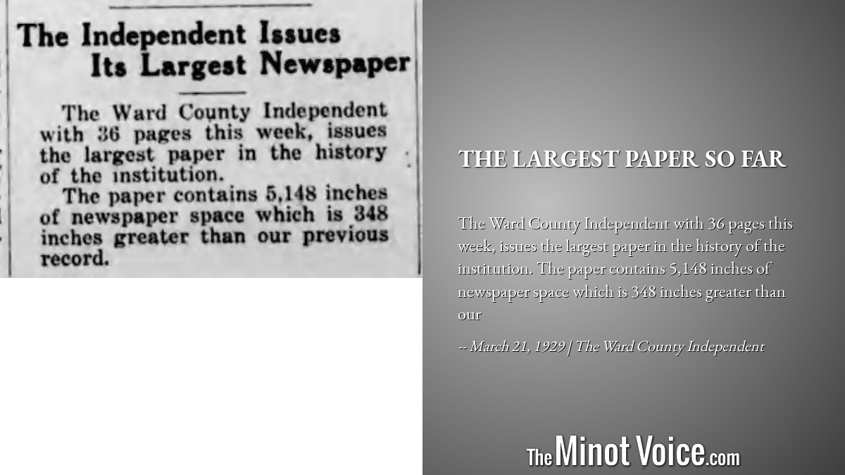 On This Day | The Largest Paper So Far – TheMinotVoice.com