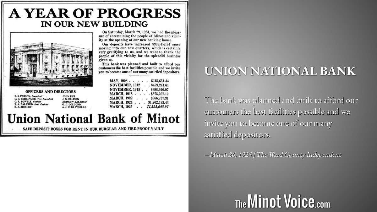 On This Day | Union National Bank – TheMinotVoice.com
