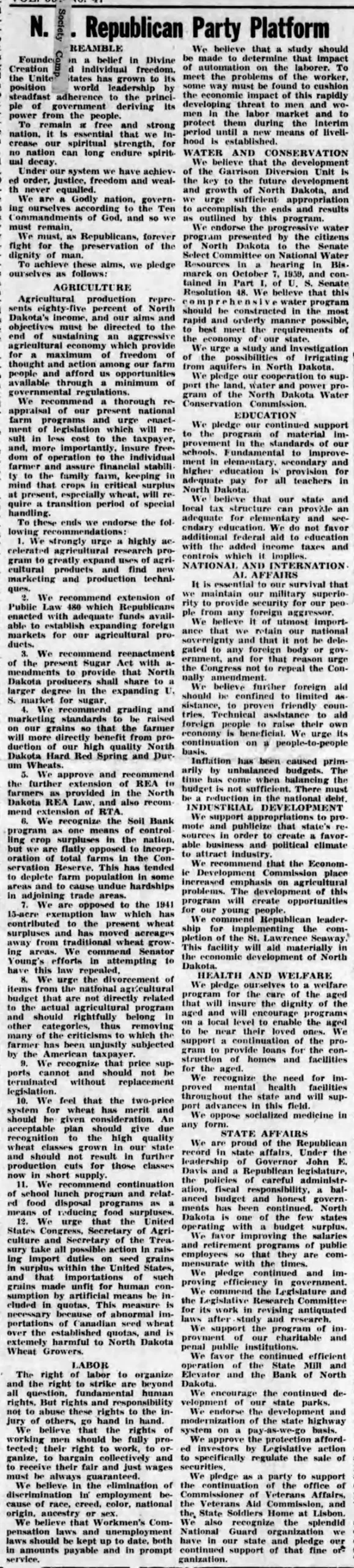 On This Day | Republican Platform 1960 – TheMinotVoice.com