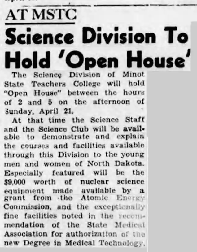 On This Day | Science Division Hosts Open House – TheMinotVoice.com