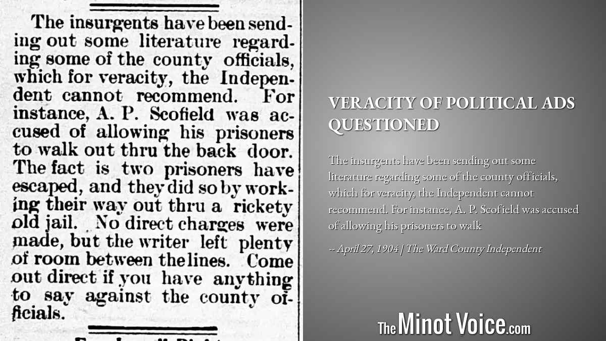 On This Day | Veracity of Political Ads Questioned – TheMinotVoice.com