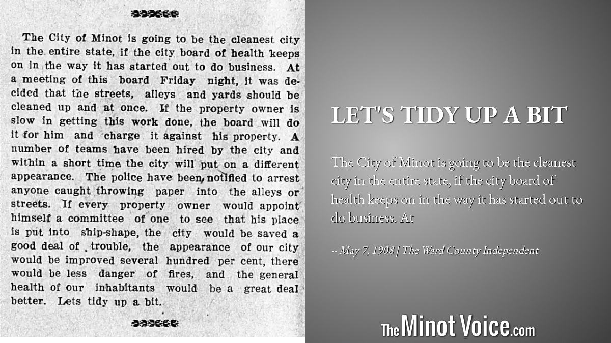 On This Day | Let’s Tidy Up a Bit – TheMinotVoice.com