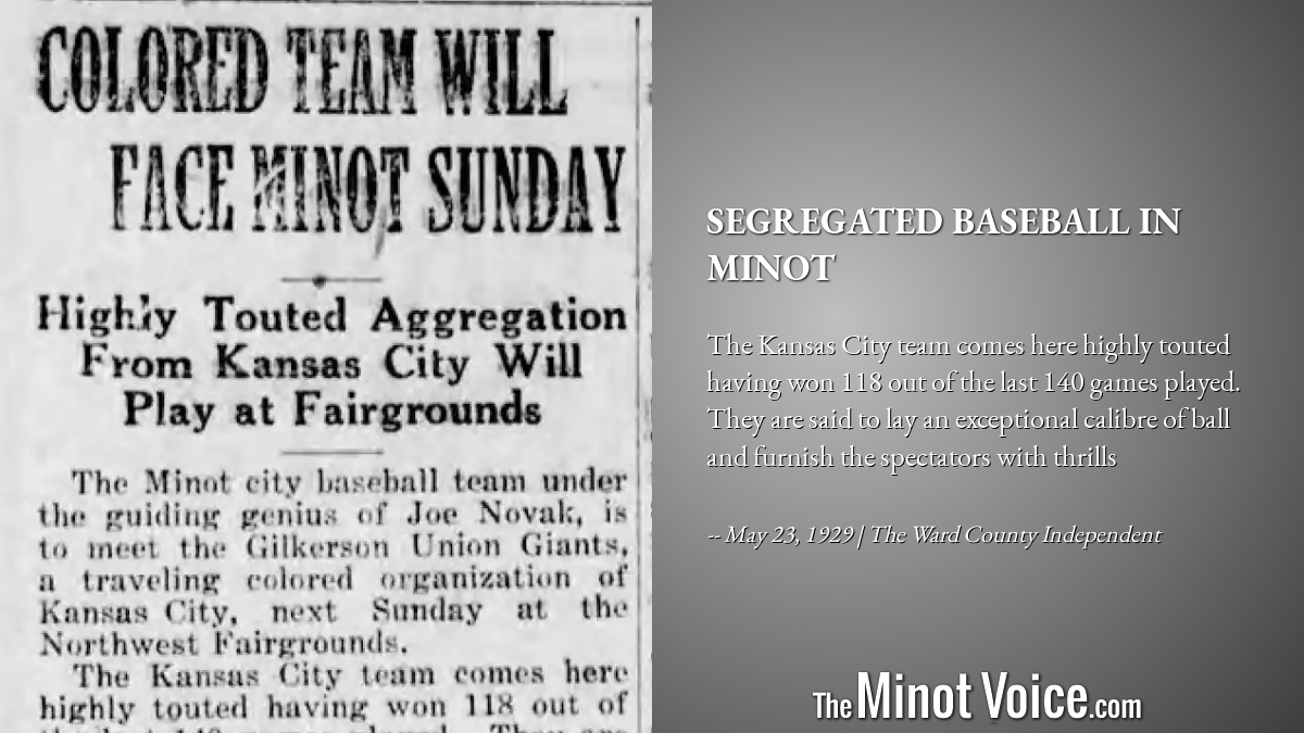 On This Day | Segregated Baseball in Minot – TheMinotVoice.com