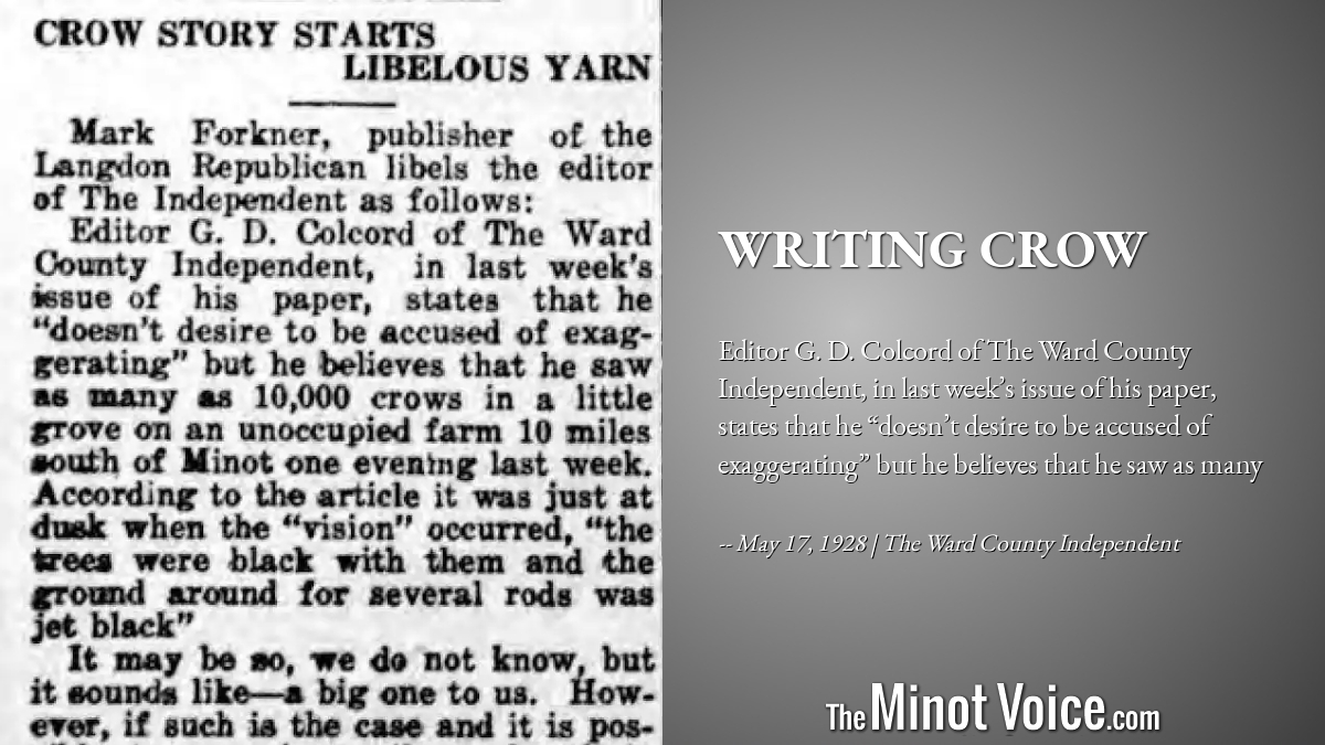 On This Day | Writing Crow – TheMinotVoice.com