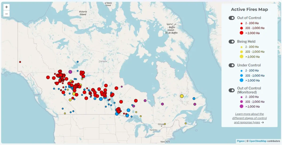 Where are the wildfires in Canada? Maps pinpoint the location of fires ...