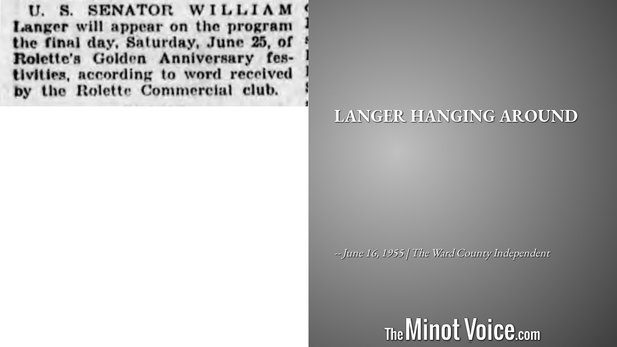 On This Day | Langer Hanging Around – TheMinotVoice.com
