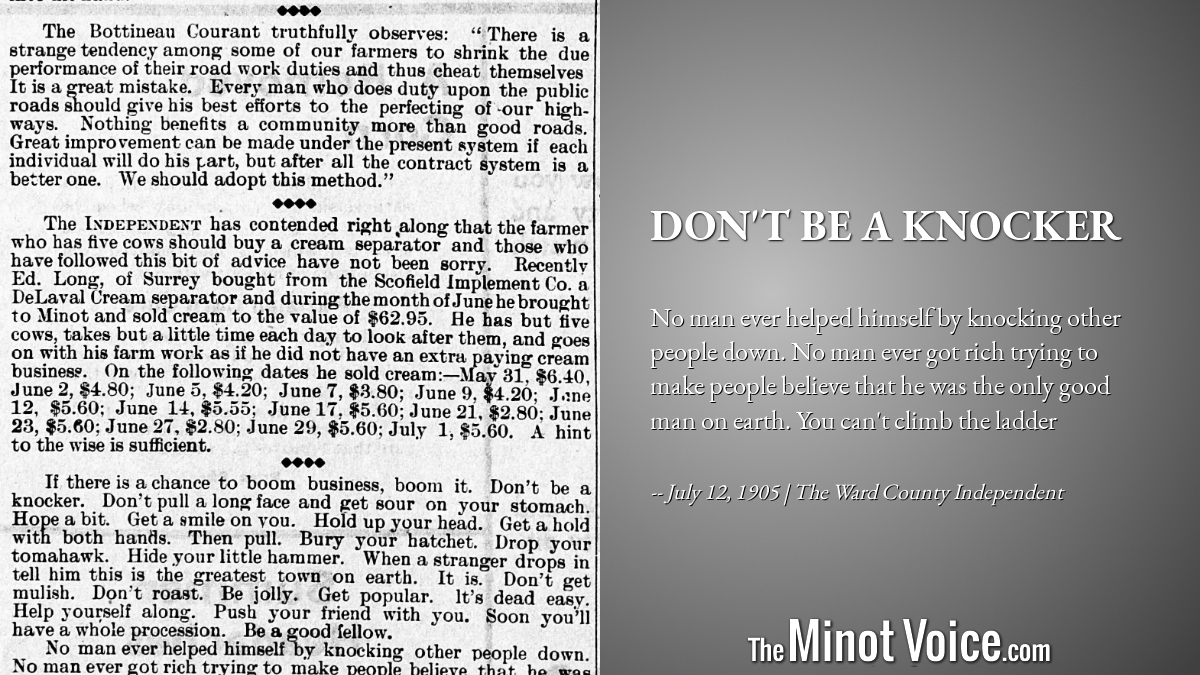 On This Day | Don’t be a Knocker – TheMinotVoice.com