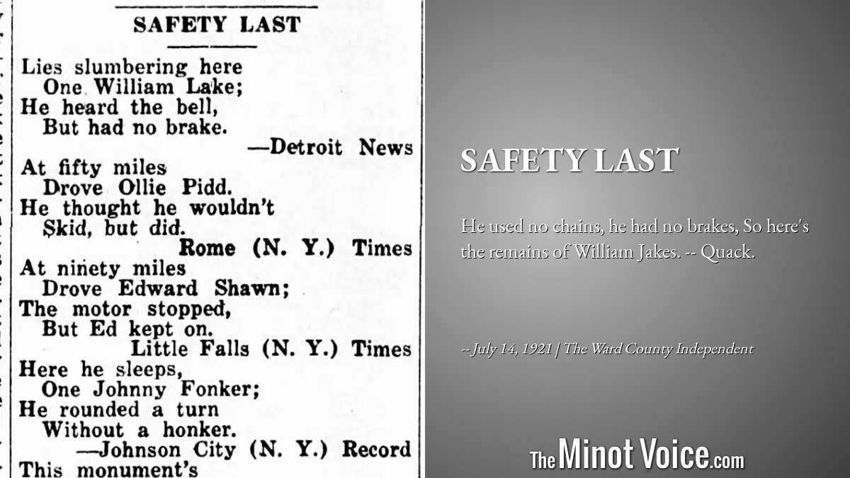 On This Day | Safety Last – TheMinotVoice.com