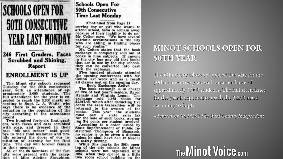 On This Day | Minot Schools Open for 50th Year – TheMinotVoice.com