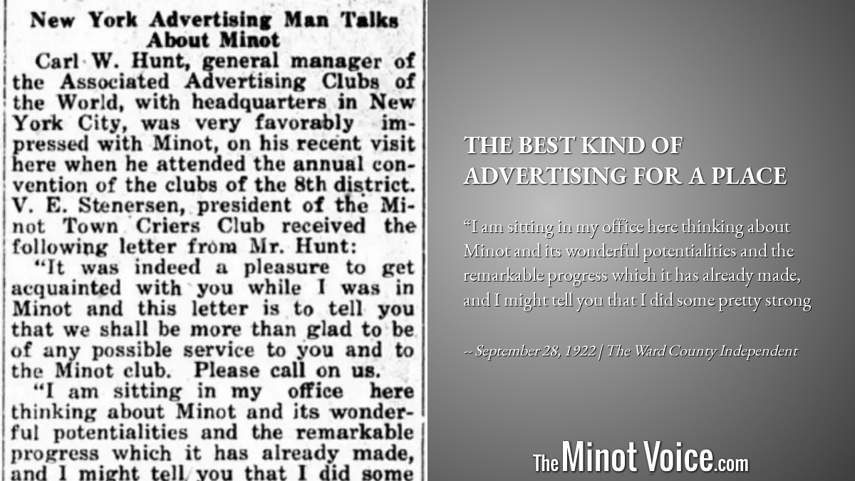 On This Day | The Best Kind of Advertising for a Place – TheMinotVoice.com