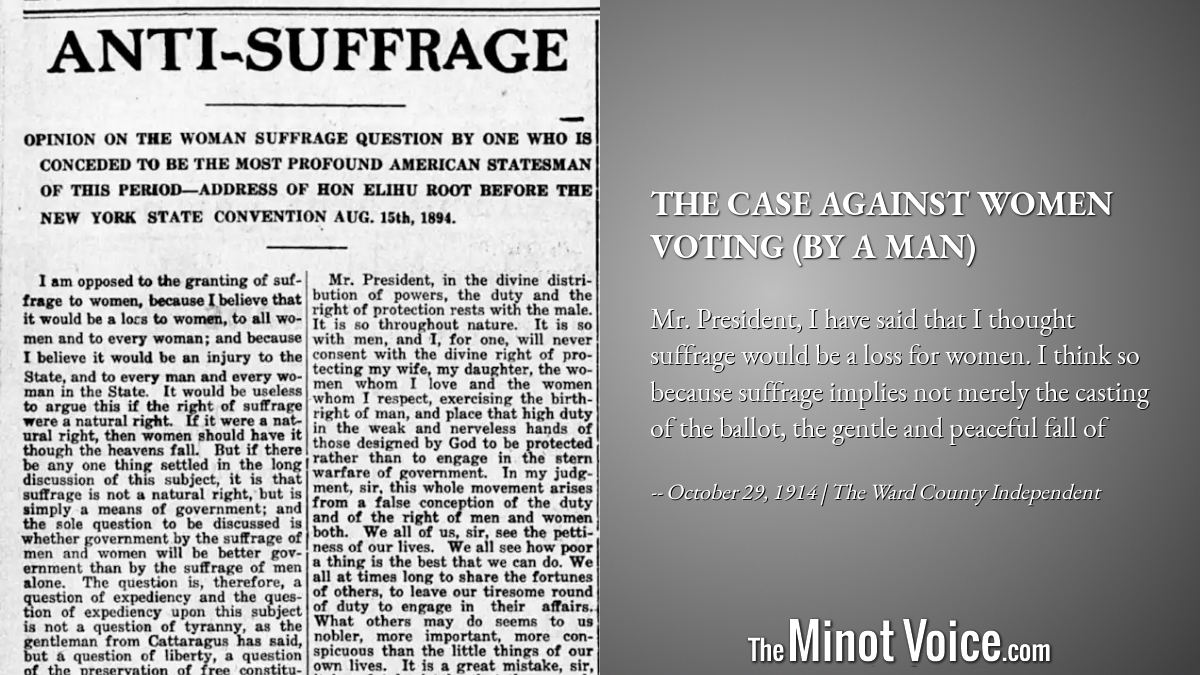 On This Day | The Case Against Women Voting (By a Man) – TheMinotVoice.com